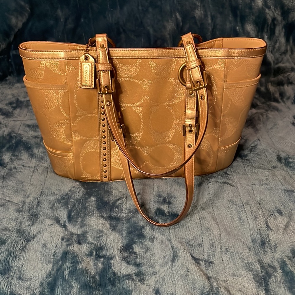 Authentic Vintage Coach Signature Gold Bag - Gem